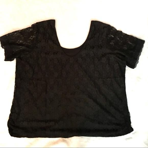 BONGO | Tops | Bongo Plus Size Black Lace Top With Sheer Sleeves | Poshmark